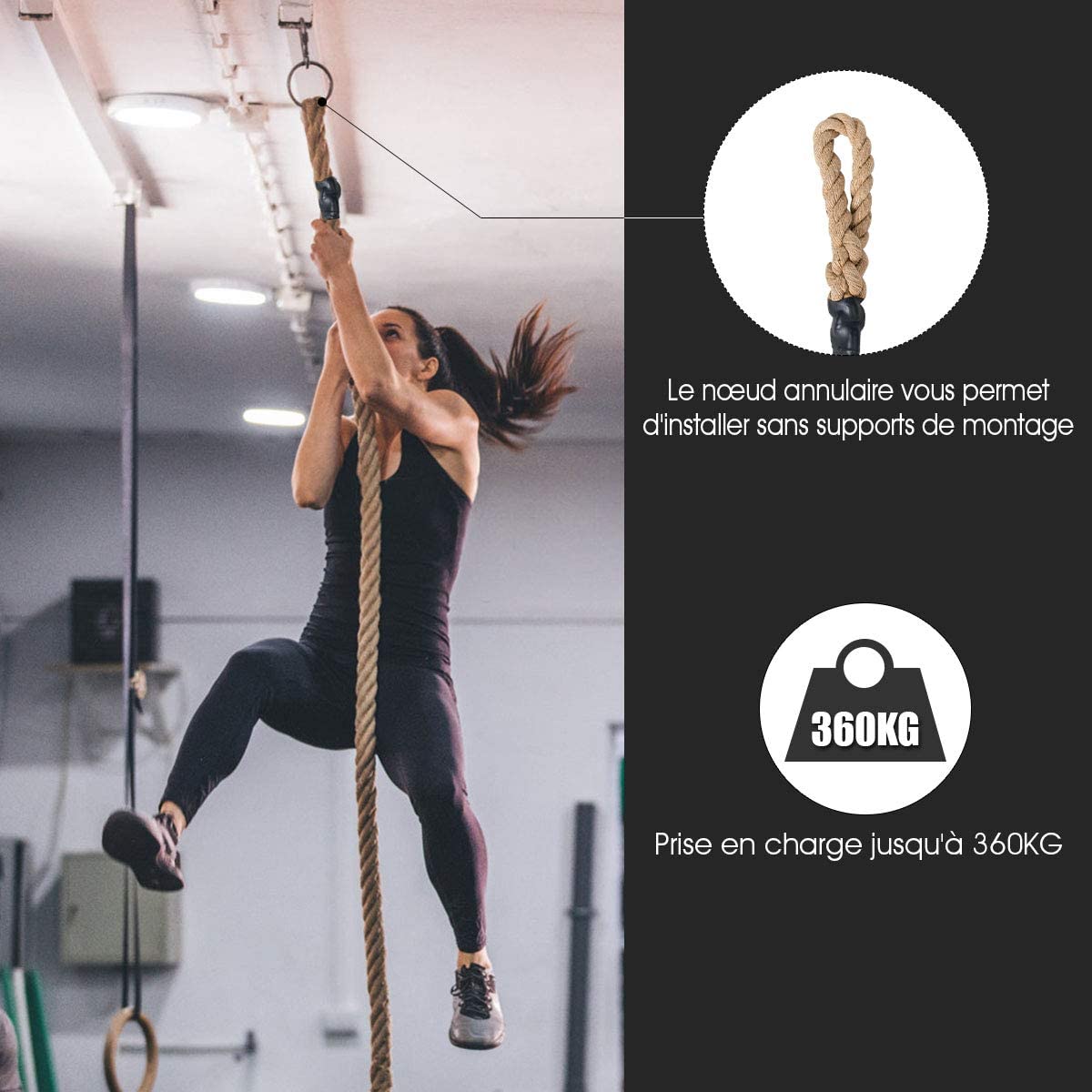 Costway Corde D’entraînement, Remise En Forme, Poignées En Caoutchouc ...
