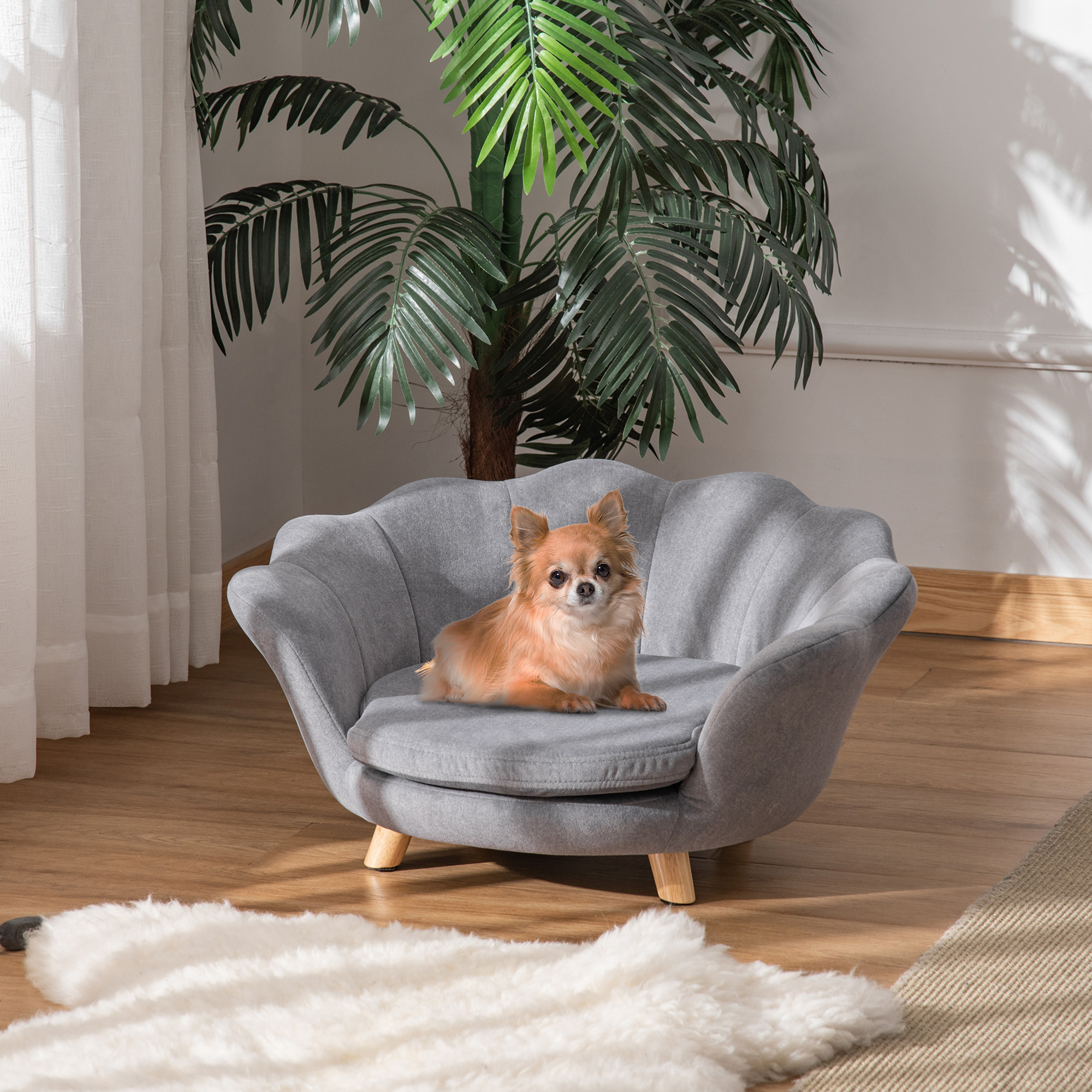 Canapé Chien Design Coquillage Avec Coussin Gris à Prix Carrefour