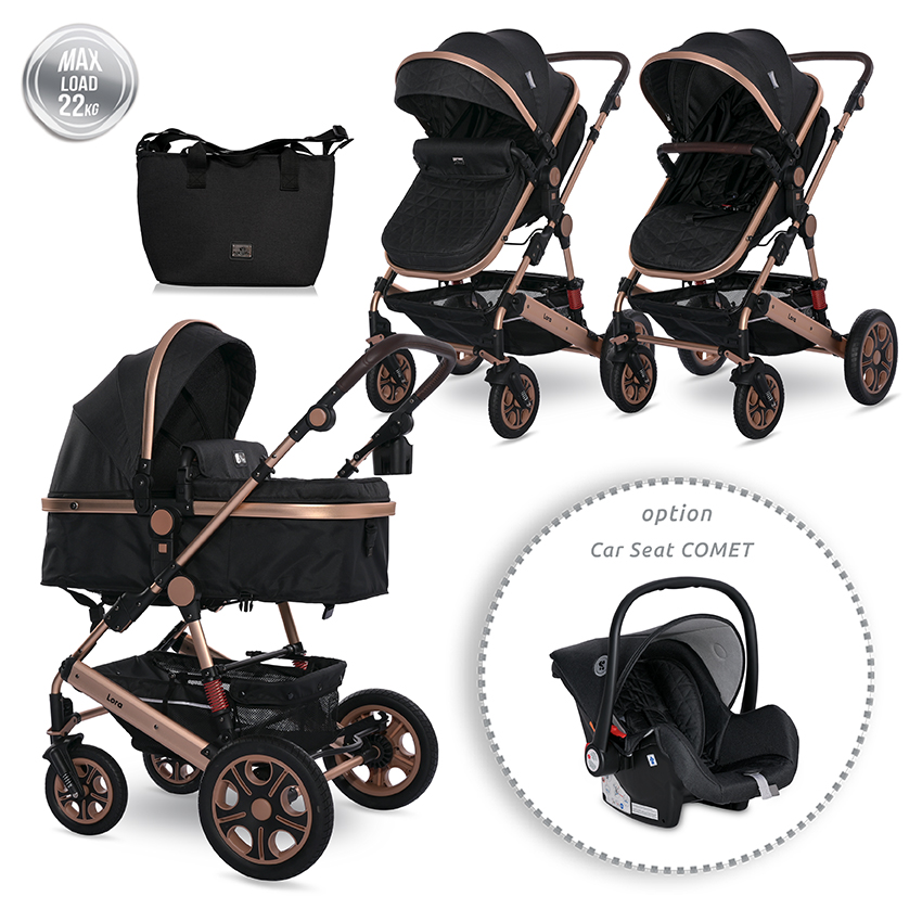 Lorelli - Poussette Combinée Trio 3 En 1 - Siège Auto 0m – Nacelle – Dès La Naissance – Jusqu’à ...