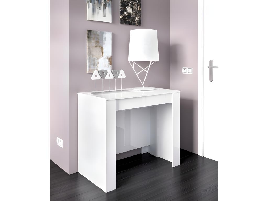 Console Table Extensible 10 Couverts - 4 Rallonges - Blanc - Onega à ...