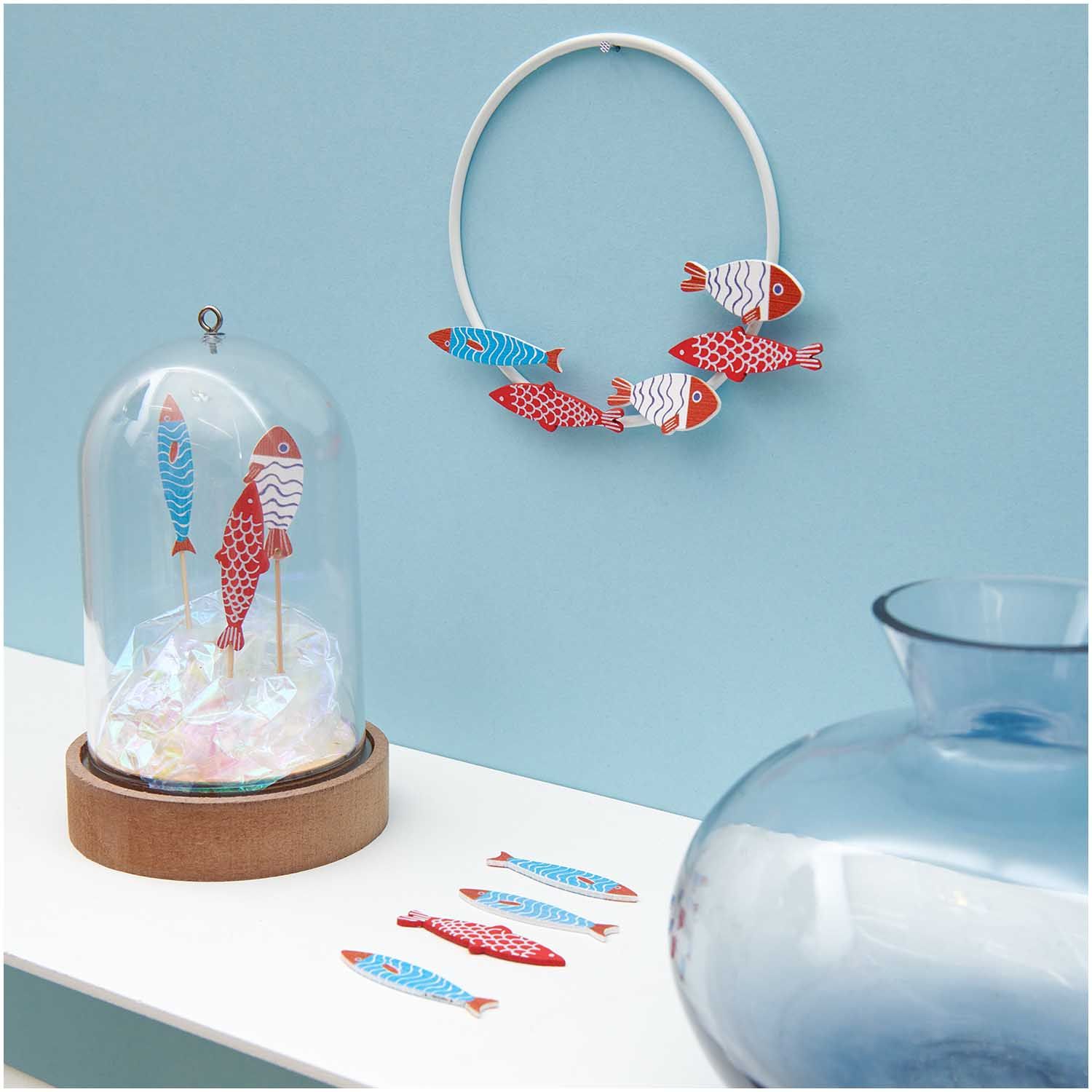 36 Confettis En Bois - Poissons - Rouge Et Bleu à Prix Carrefour