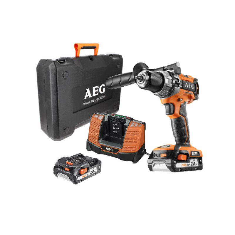 Perceuse À Percussion Aeg Brushless 18v - 2 Batteries 2.0 Ah - 1 Chargeur - Bsb18c2b à Prix ...