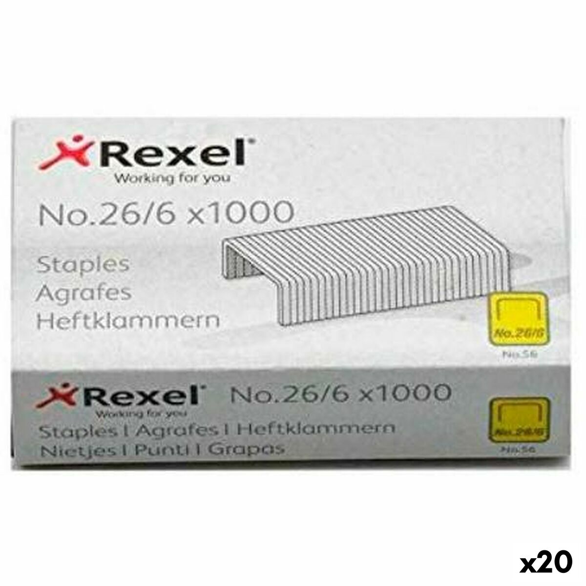 Agrafes Rexel 1000 Pièces 26/6 (20 Unités) à Prix Carrefour