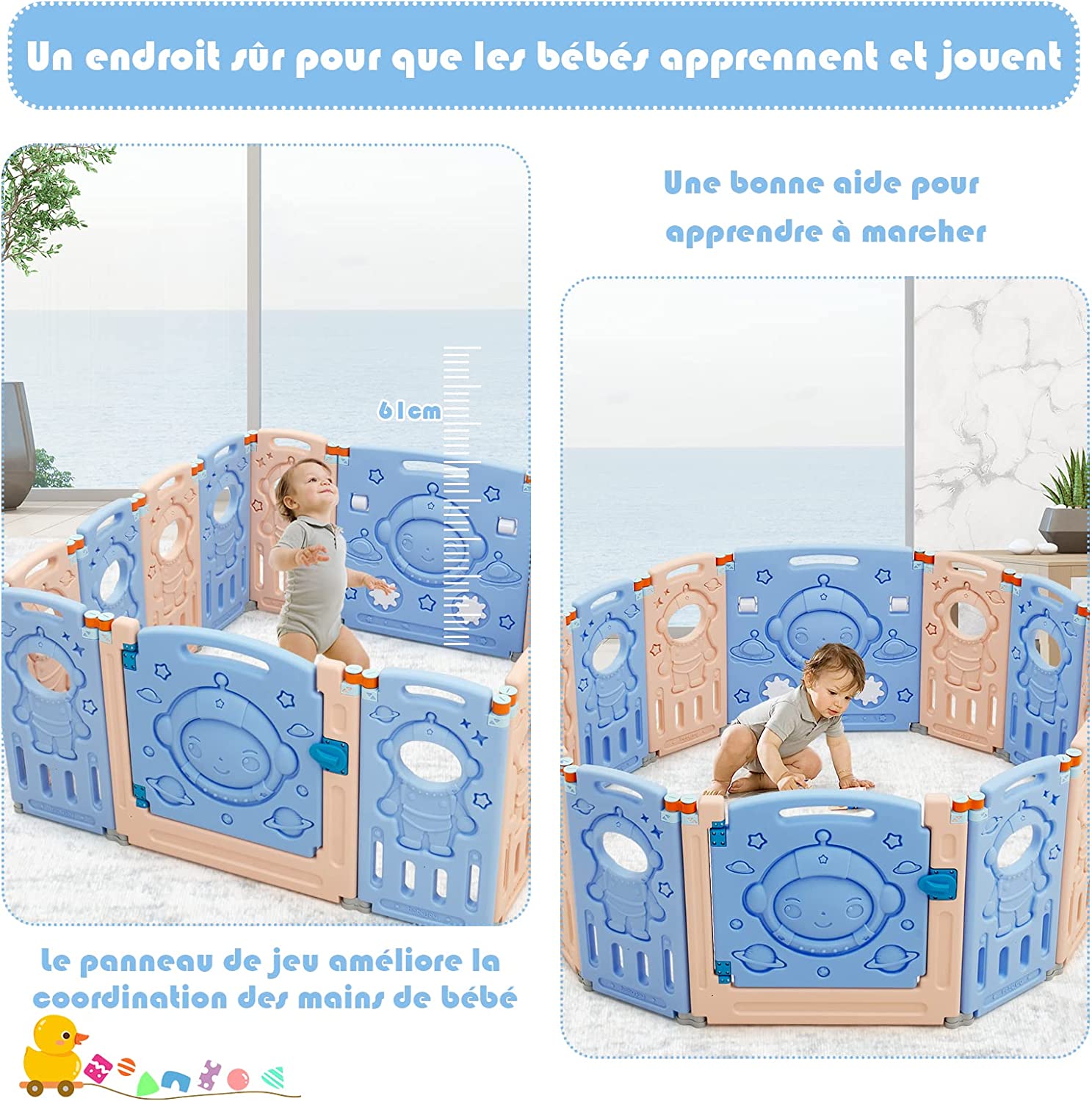 Parc Pliable Pour Bébé 6 À 36 Mois 14 Panneaux Modulable Aire D ...
