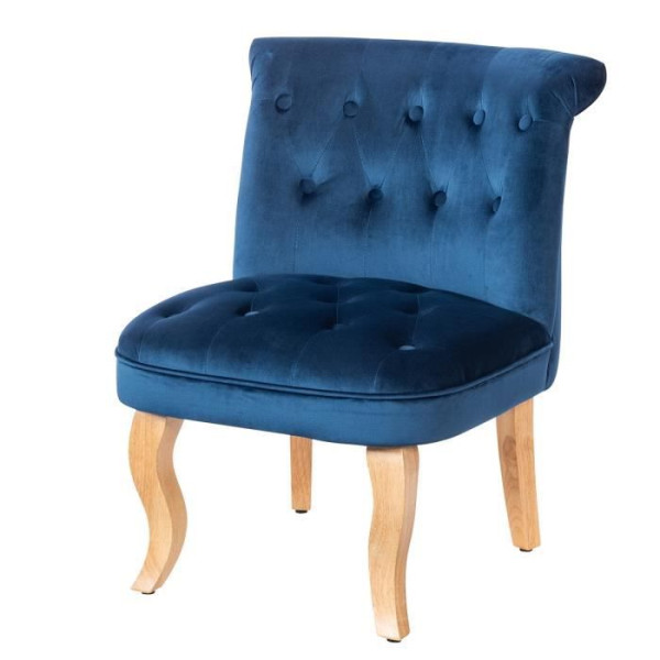 Fauteuil - Chaise Jodie Crapaud - Pieds En Bois - Velours Bleu - L 56 X ...