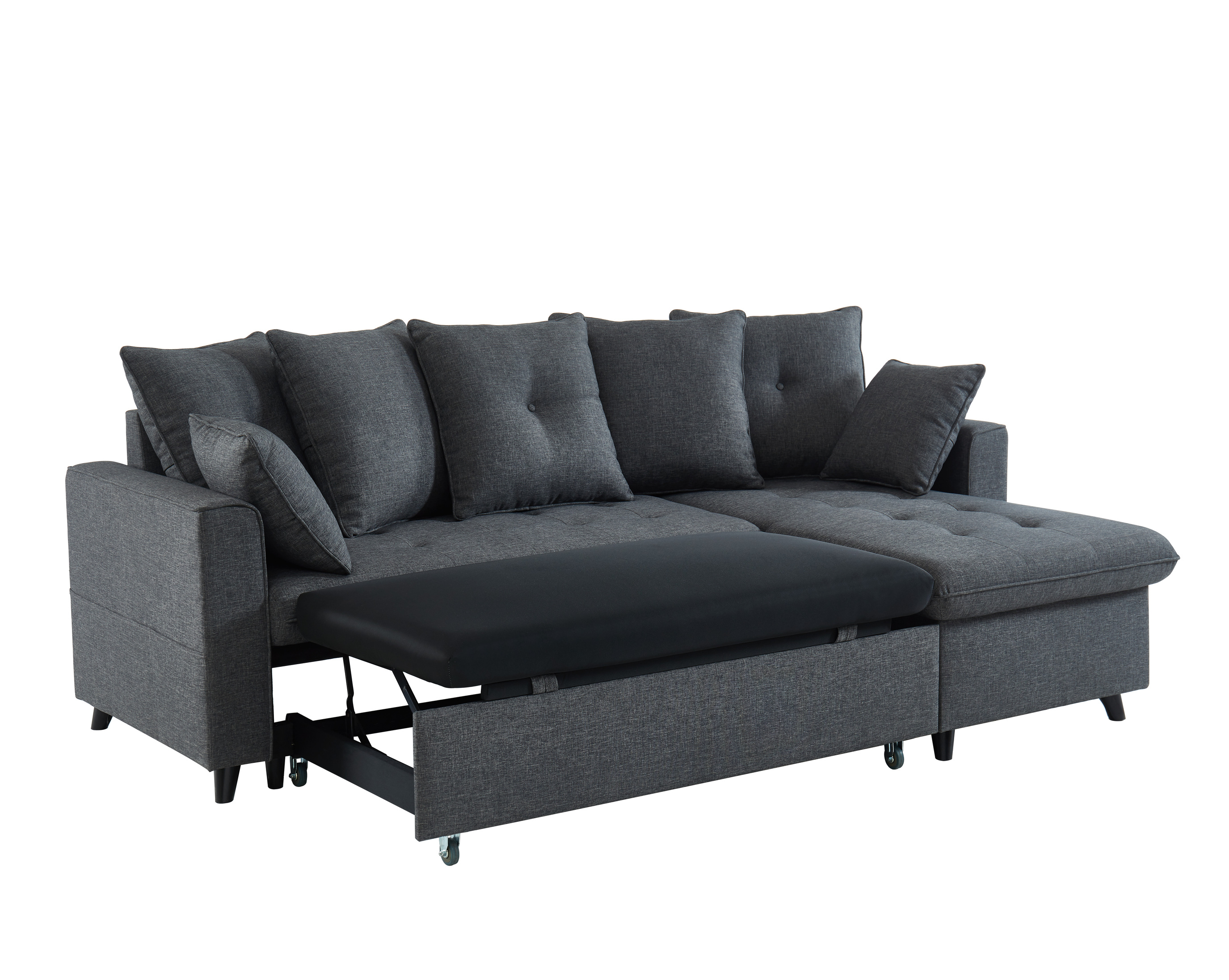 Canapé D'angle Lou Convertible Angle Réversible Tissu Gris à Prix Carrefour