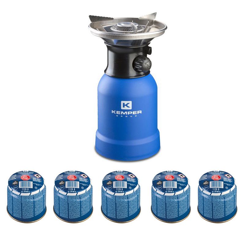 Pack Kemper Rechaud Portable Gaz Camping + 5 Cartouches Perçable 190gr ...