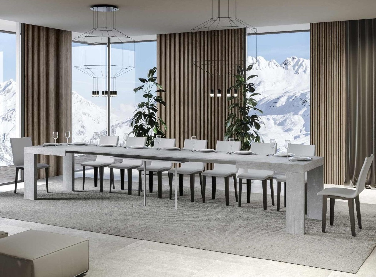 Table Rectangulaire Extensible 6 À 20 Personnes L 160 À 420 Cm Gris ...