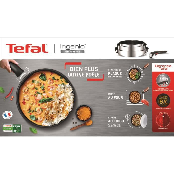Tefal L9730402 Ingenio Preference Poele 24 Cm, Inox, Antiadhésif, Poignée Vendue Séparément ...