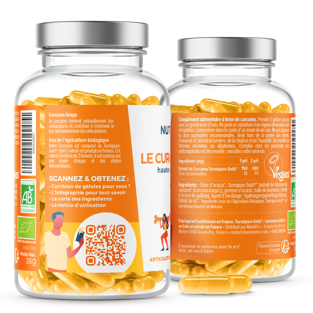 Nutri&co - Pack Bio - Spiruline + Curcuma - Tonus Et Articulations ...