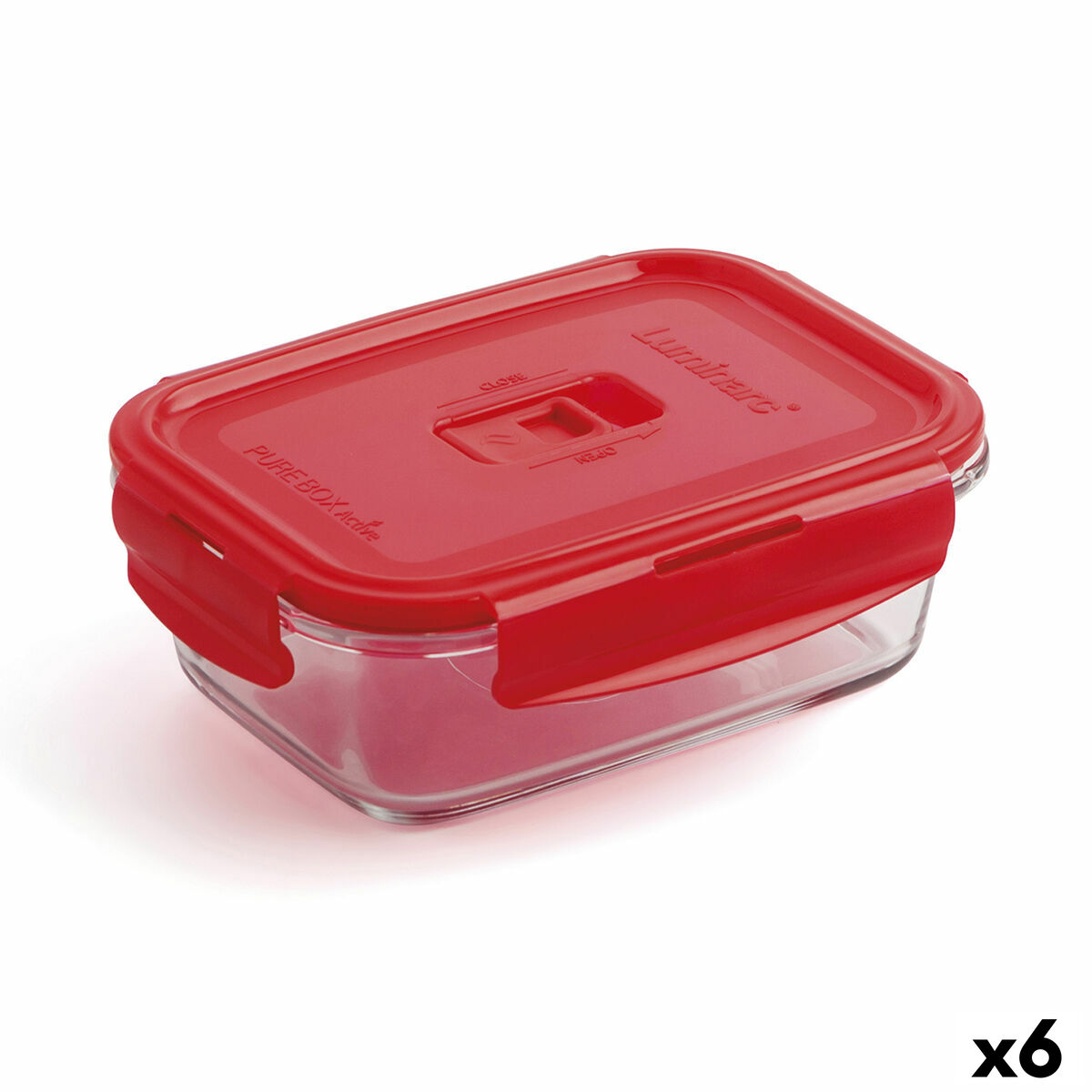 Boîte À Lunch Hermétique Luminarc Pure Box 19 X 13 Cm Rouge 1,22 L ...
