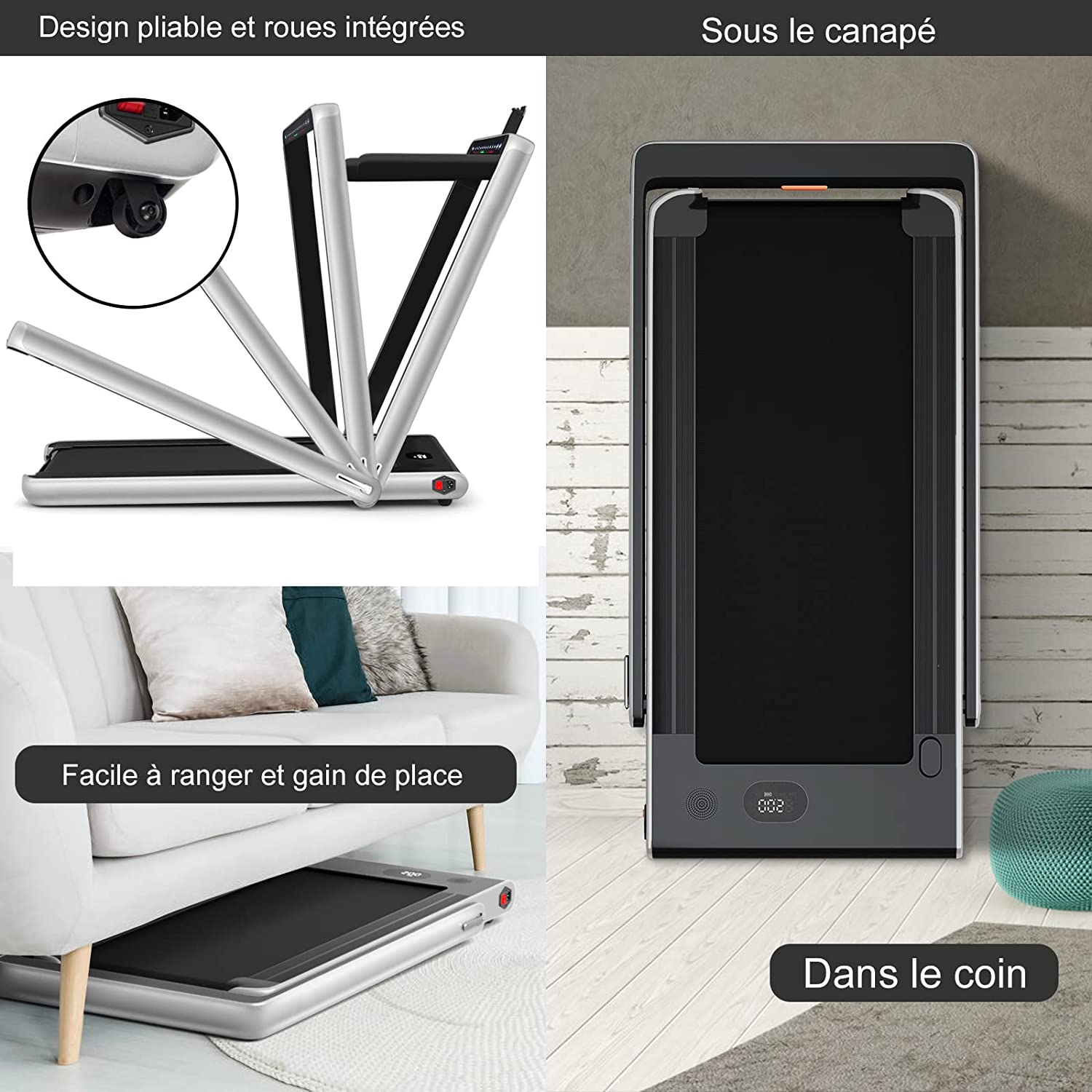 Costway Tapis De Course Electrique Pliable 2 En 1 Vitesse 1-12 Km/h ...