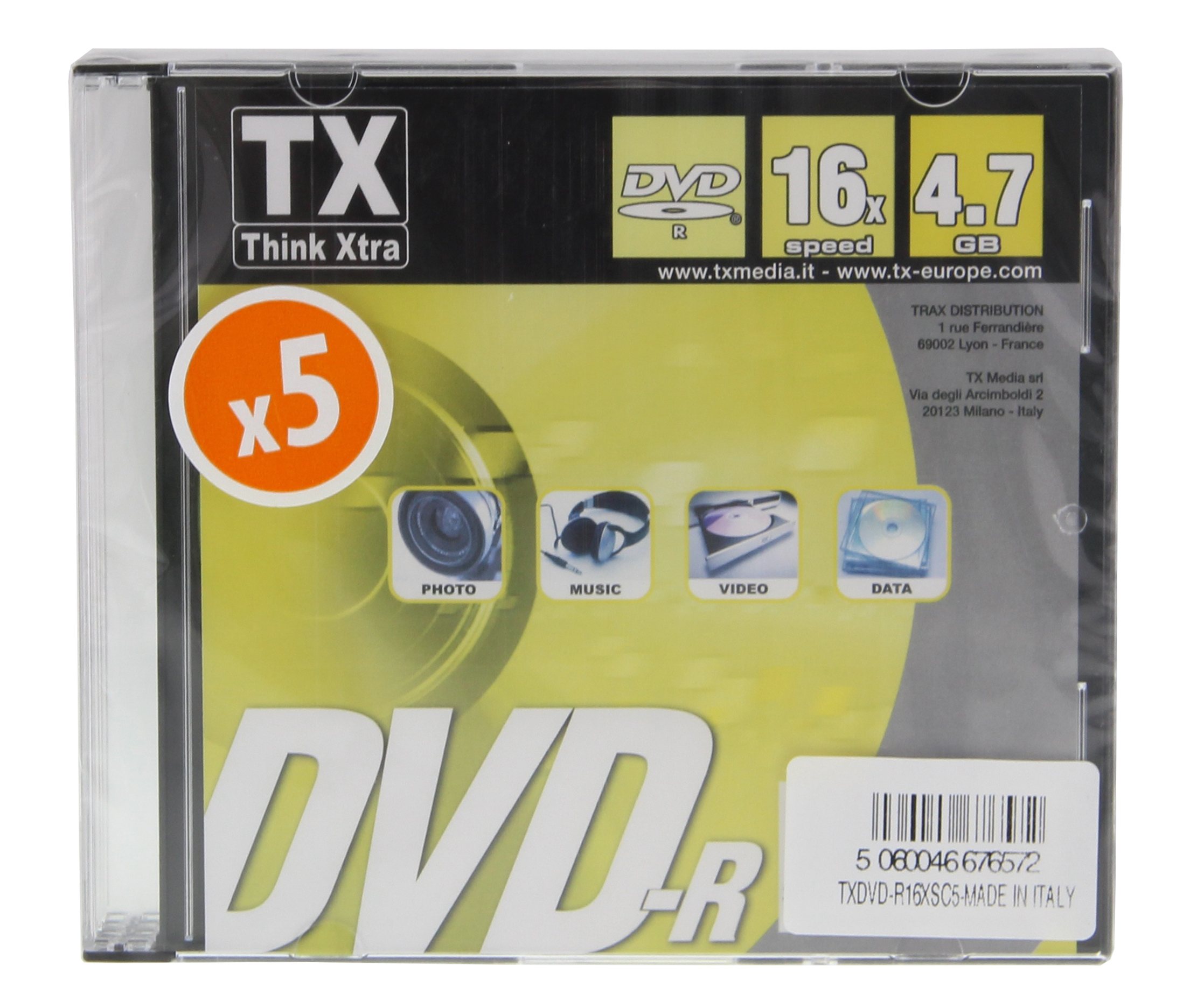 Pack De 5 Dvd-r 4.7go Tx Think Xtra 16x Slim à Prix Carrefour