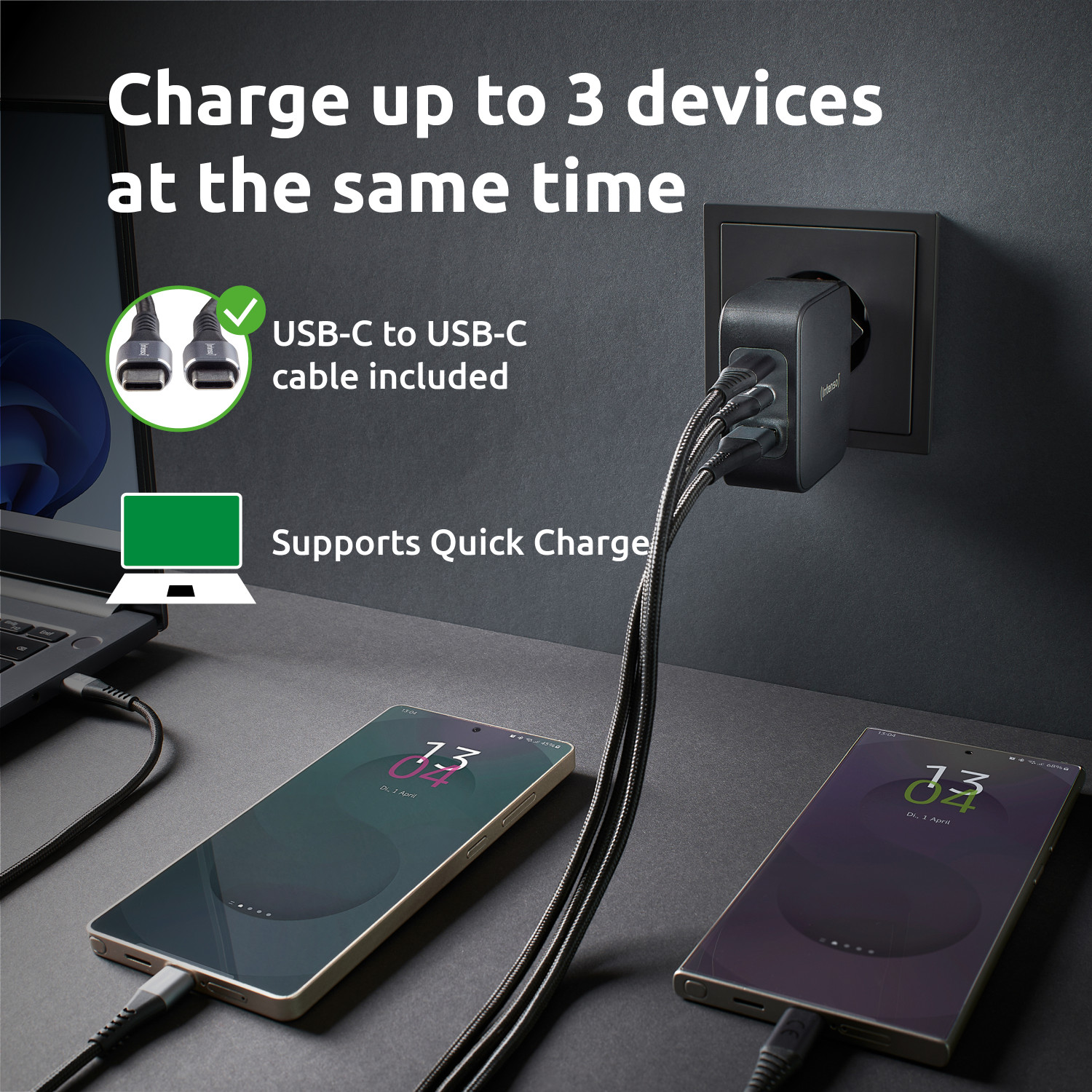 Intenso W100ACC+C520C, Ensemble adaptateur secteur + câble de charge ...