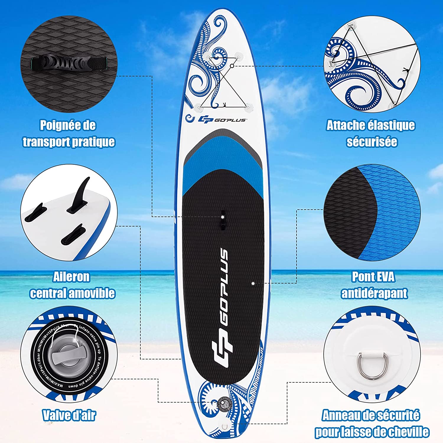 Stand Up Paddle Board Gonflable Pour Pagayer 335x76x16cm à Prix Carrefour