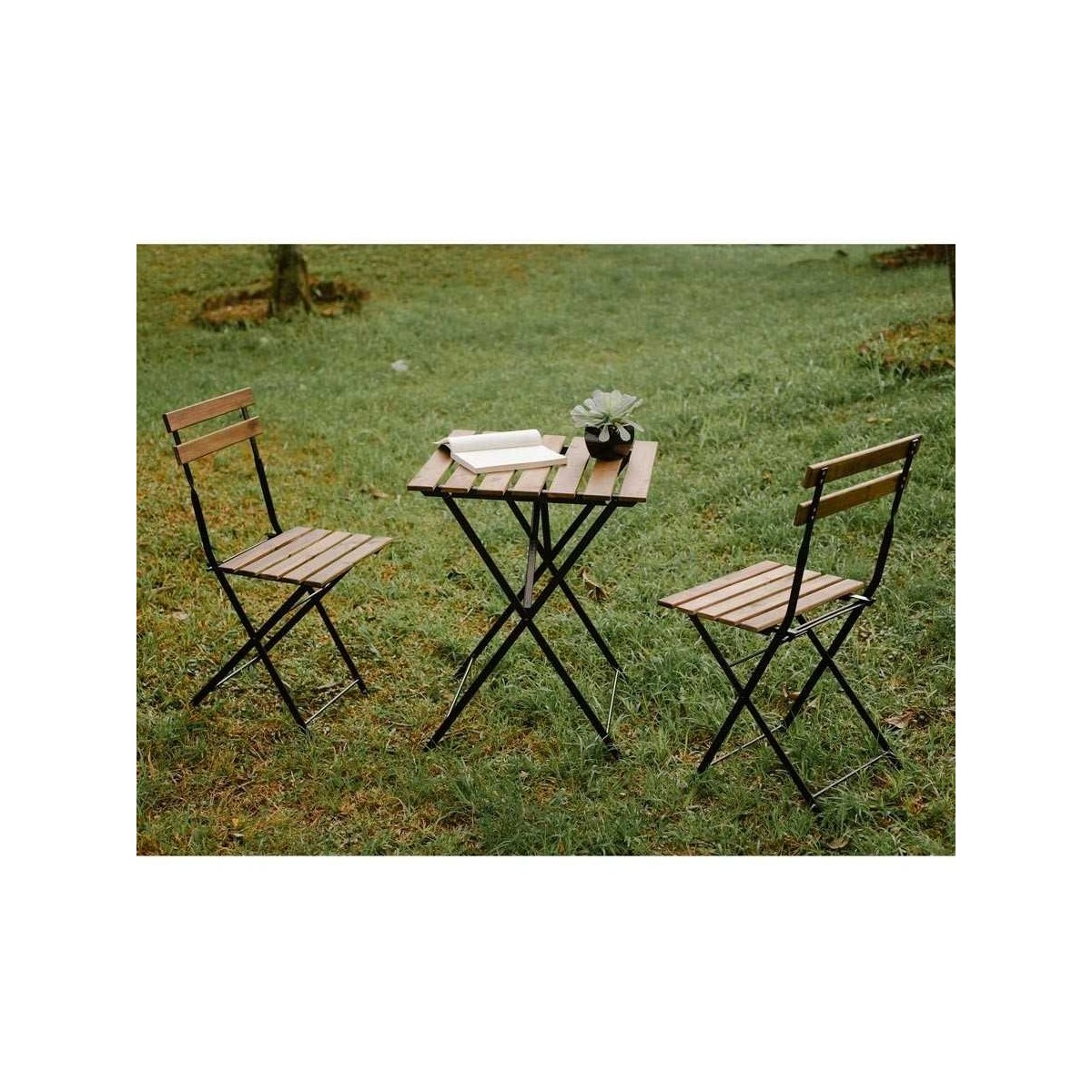 Kit Mobilier De Jardin Table+ 2 Chaises Pilante Kz Garden Bois Et Acier ...