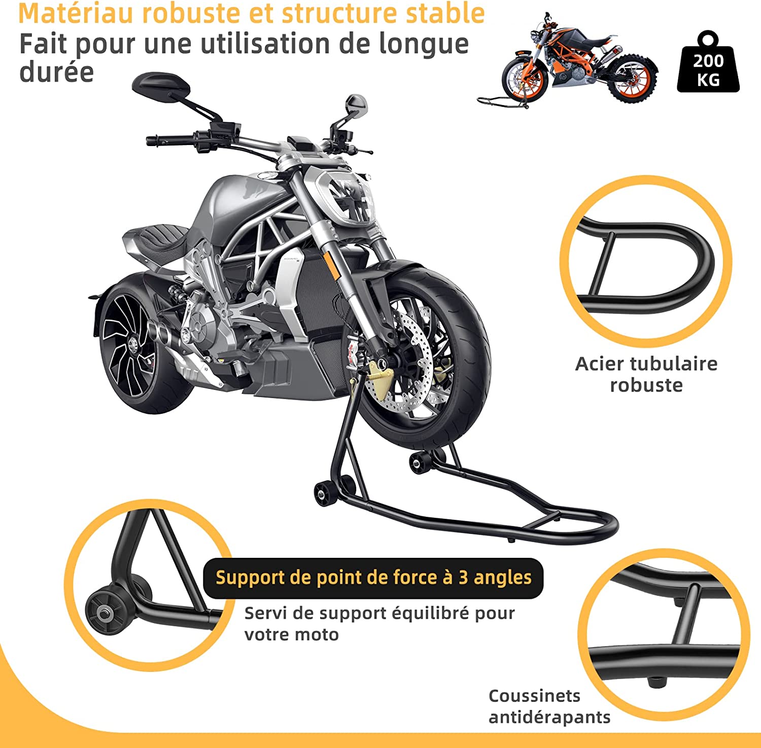 Béquille De Moto Roue Avant Sur Roulettes Avec Bras Réglables En Acier ...