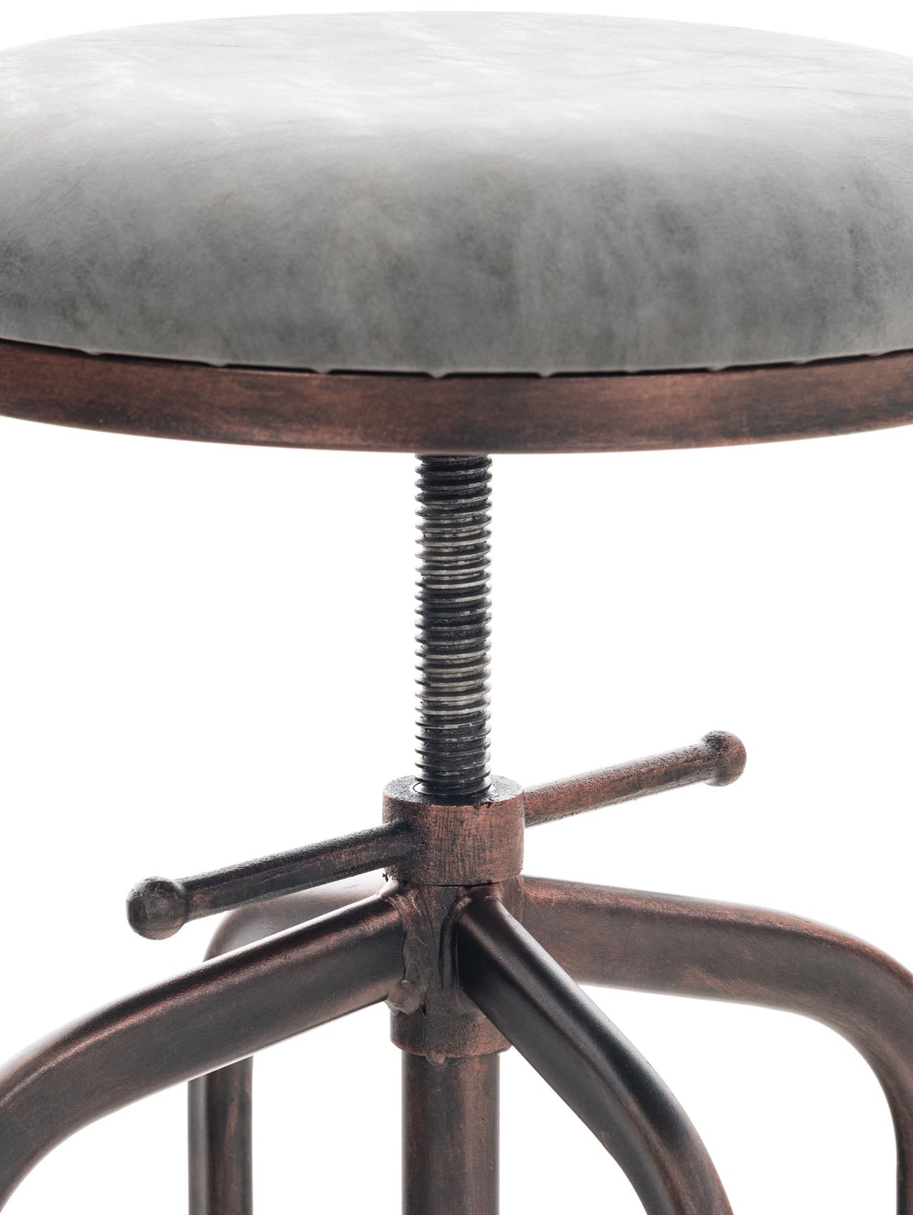Tabouret De Bar Repose-pieds En Métal Bronze Et Synthétique Gris Style ...