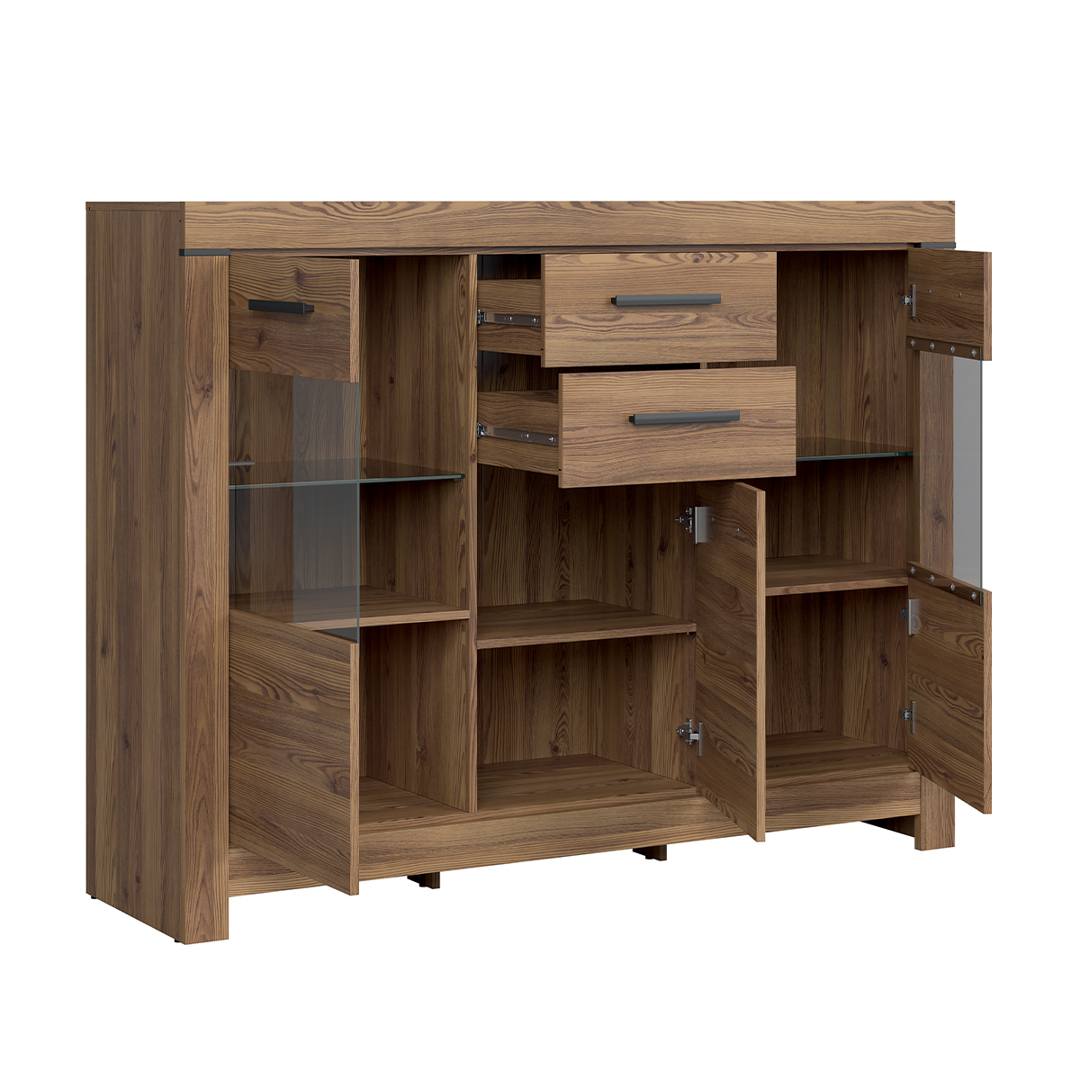 Buffet Vitré 3 Portes 2 Tiroirs Adam Bois à Prix Carrefour