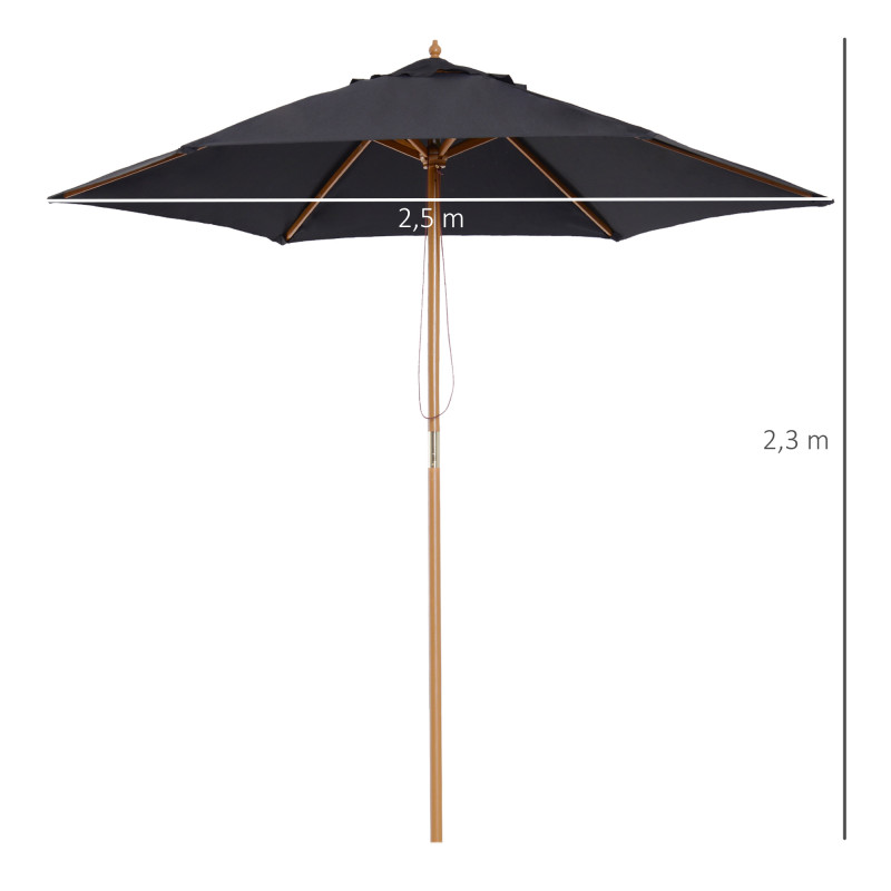 Parasol Hexagonal Bambou Linda Noir à Prix Carrefour