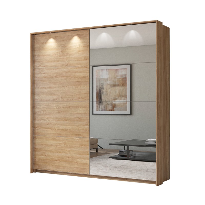 Armoire 230cm Avec Miroirs, Portes Coulissantes. Led Et Pack Étagères ...