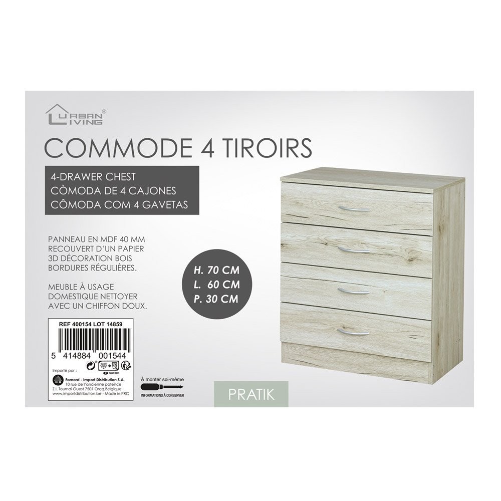 Commode 4 Tiroirs Pratik à Prix Carrefour