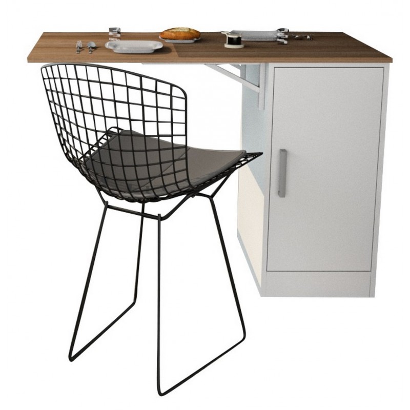 Meuble Cuisine Table Rabattable Blanc Châtaignier à Prix Carrefour