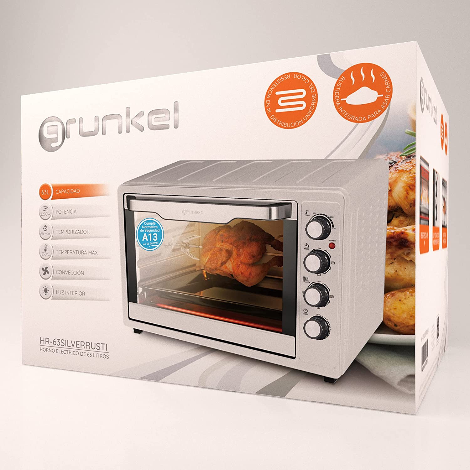 Grunkel Hr-63silverrusti Four Électrique 63l Argent Résistance M à Prix ...