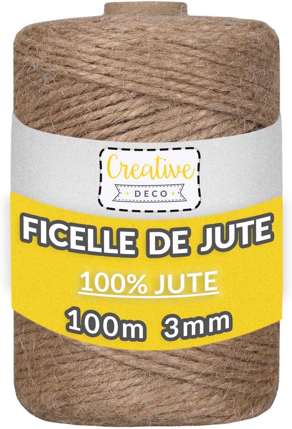 Creative Deco 100m Ficelle Jute | Épaisseur 3mm | Ficelle Jardinage ...