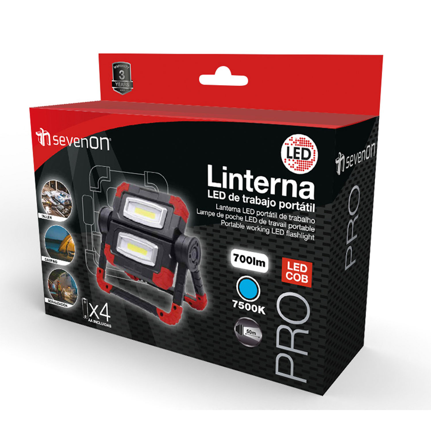 Panneau D'urgence Portable Carré Avec 2 Modes D'éclairage Noir/rouge ...