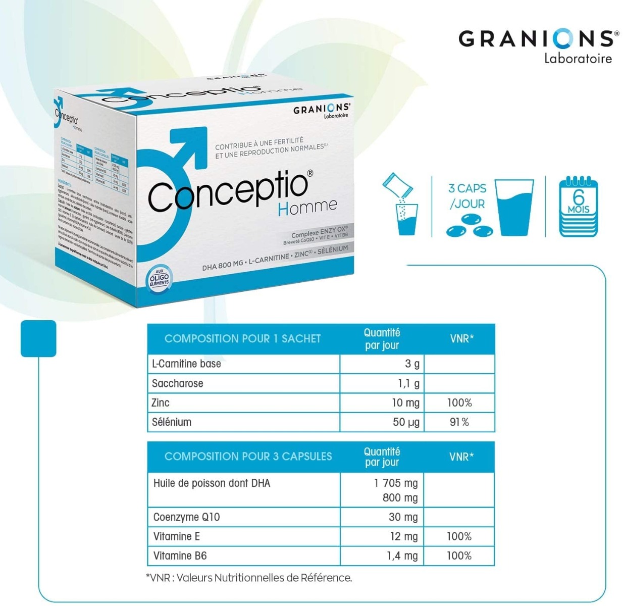 Granions Conceptio Homme 30 Sachets 90 Capsules 230g EA PHARMA : la ...