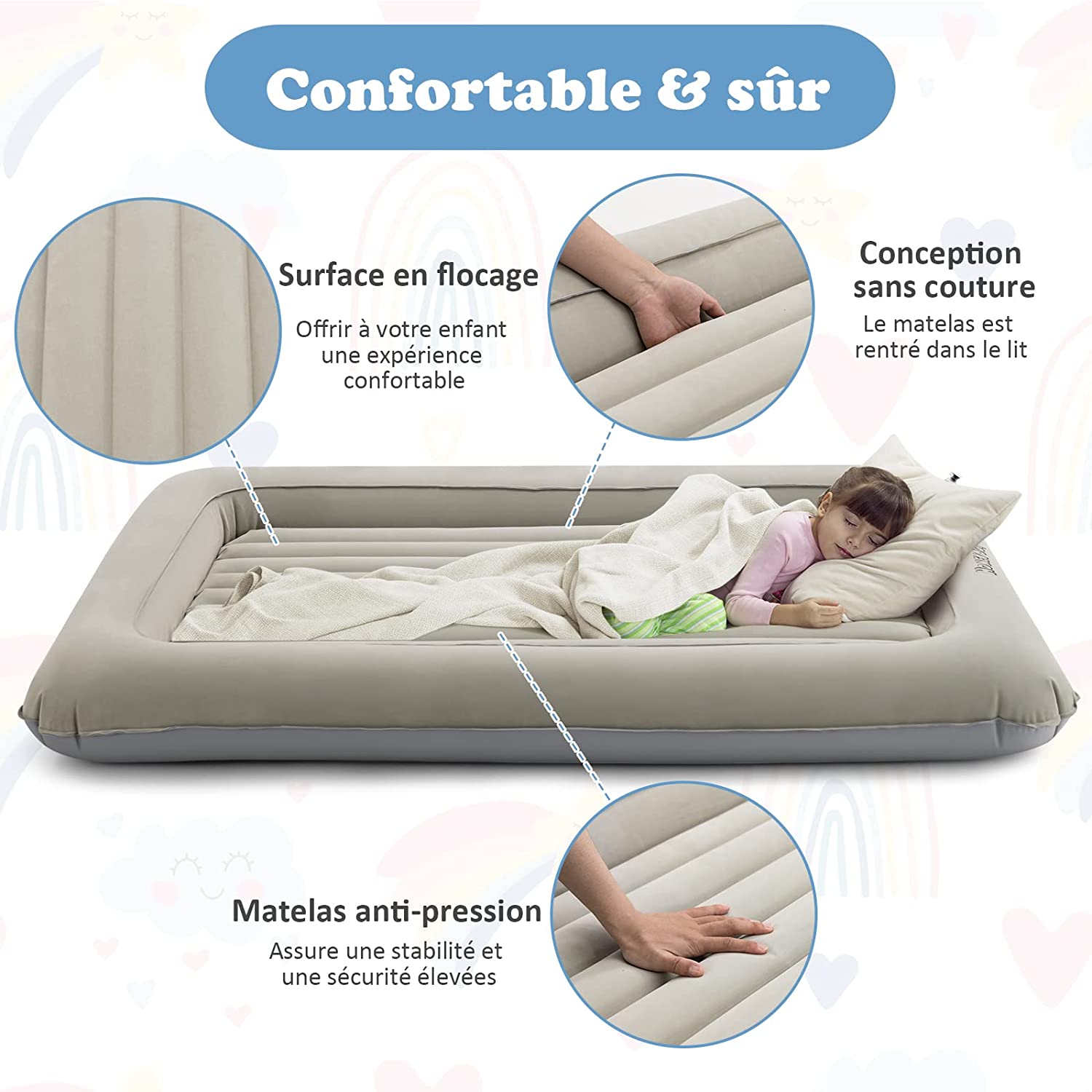 2 En 1 Lit Gonflable Pour Enfants, Ensemble De Matelas Pneumatiques ...