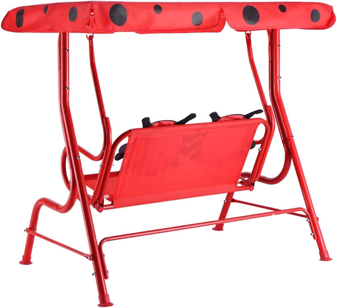 Costway Balancelle De Jardin Pour Enfants 2 Places,toit Anti-uv ...