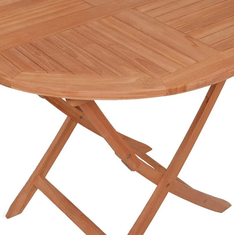 Table De Jardin Ronde Pliable Teck Massif Clair Kounjo à Prix Carrefour
