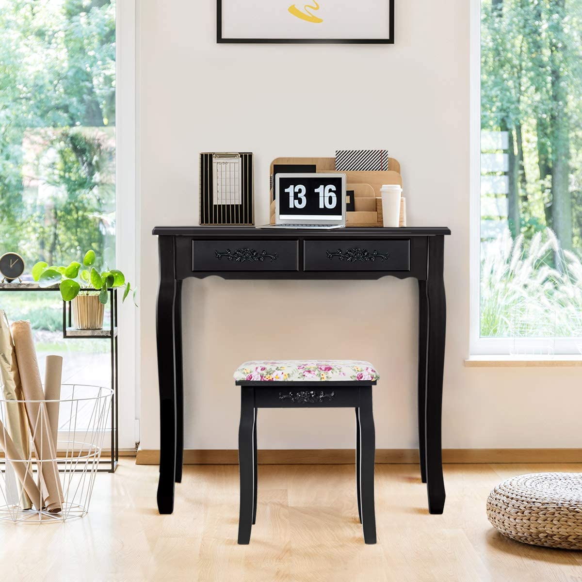 Tabouret De Coiffeuse Avec Siège Rembourré Et Pieds à Prix Carrefour